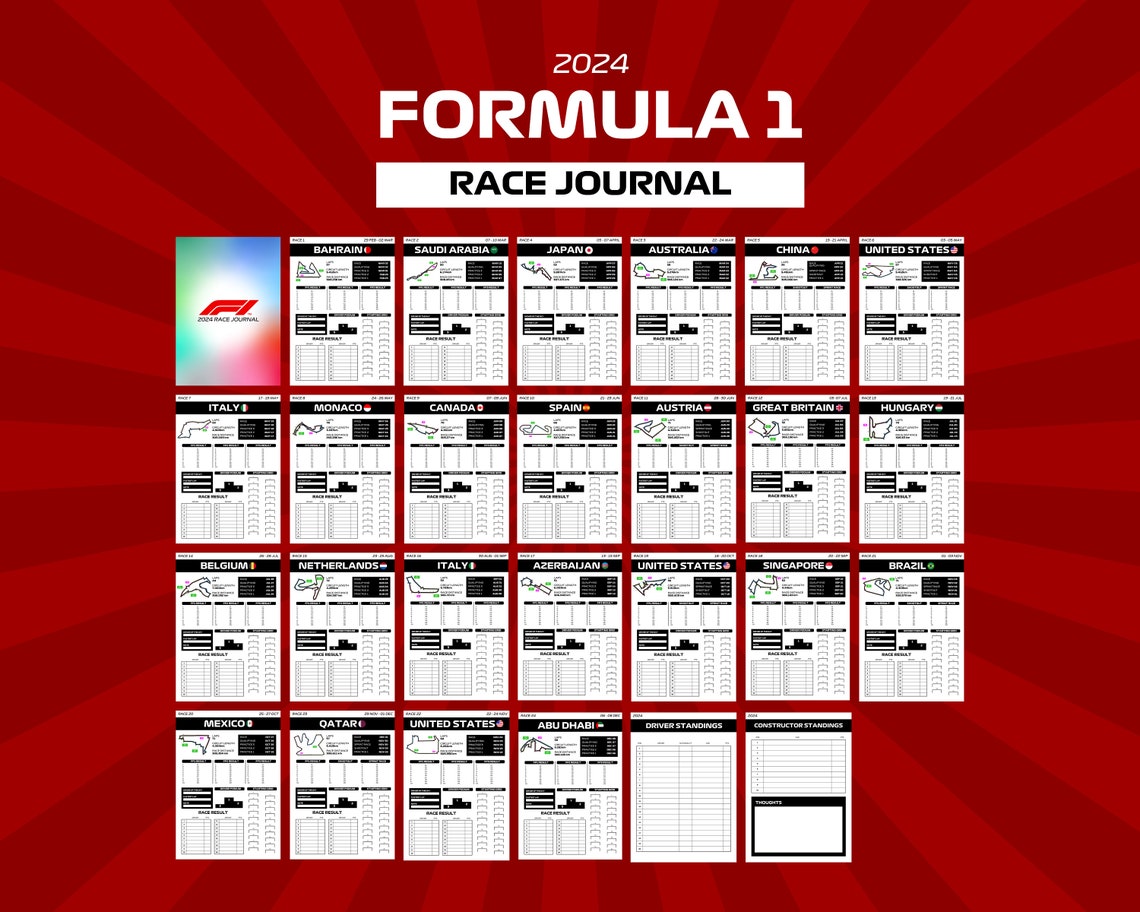 2024 FORMULA 1 RACE JOURNAL / F1 / Race Planner / Planner / Printable ...