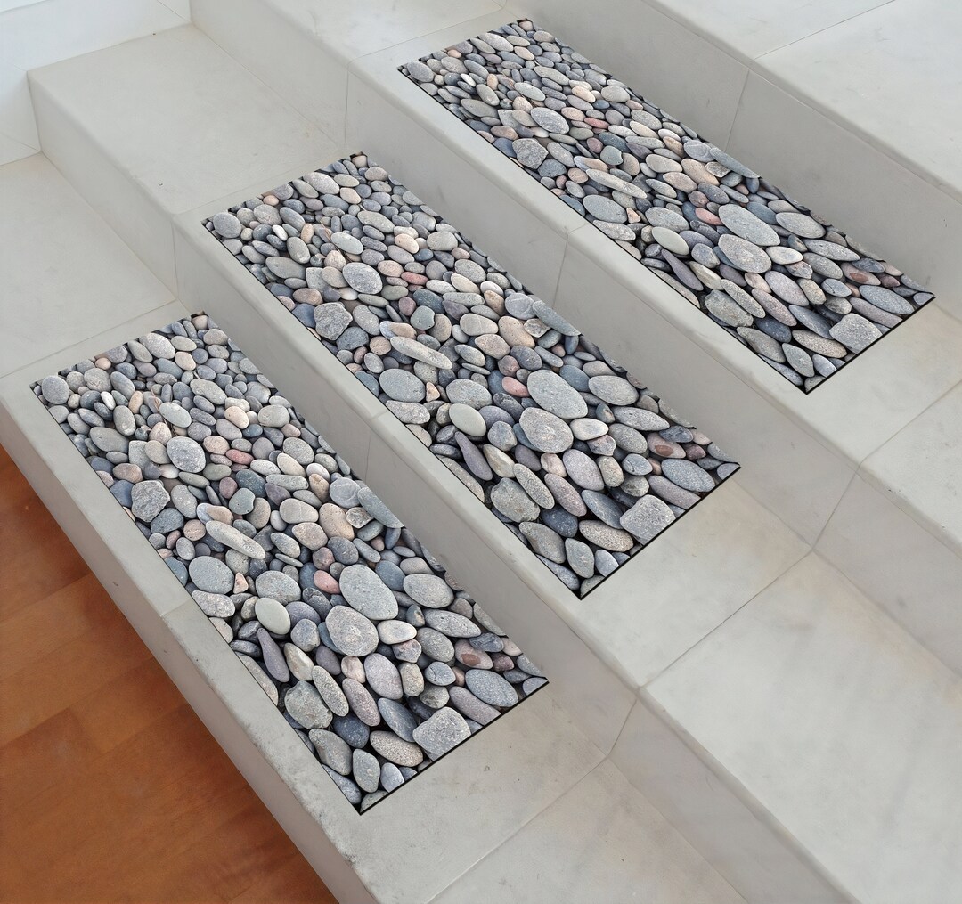 Stone Pattern Stairway Mats,staircase Renovation,gray Mats,modern Stair ...