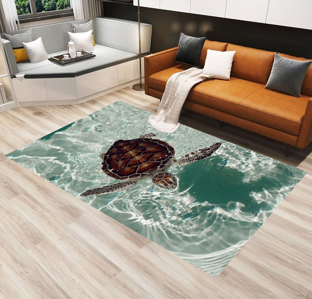 Turtle Pattern Rug,sea Rug,ocean Rug,blue Rug,turtle Rug,rugs for ...