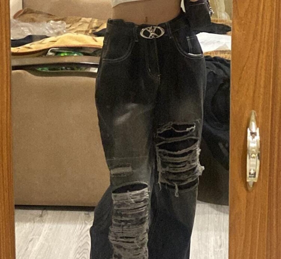 Y2k Gothic Korean Ripped Black 2000s Aesthetic Vintage Streetwear Punk ...