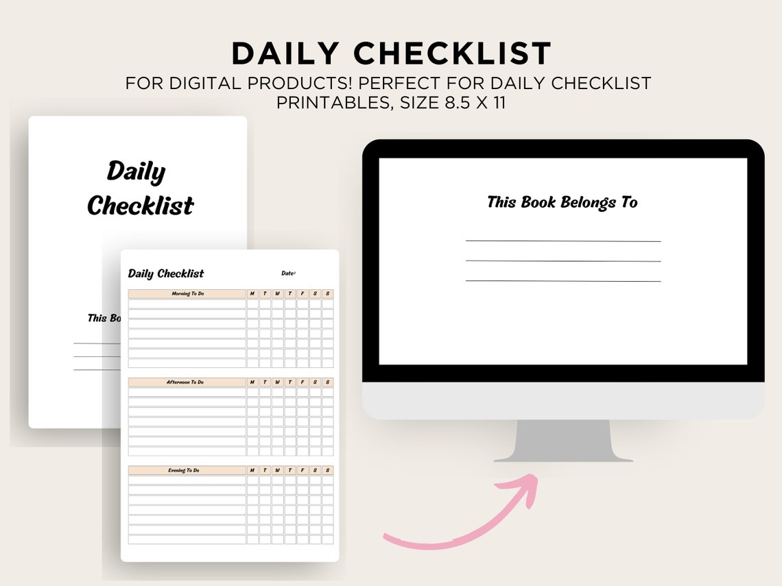 Digital Daily Checklist Planner, Minimalist to Do List Page, Daily ...