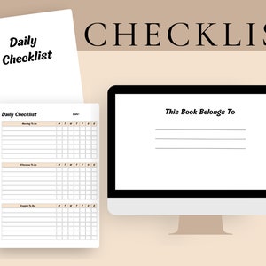 Digital Daily Checklist Planner, Minimalist to Do List Page, Daily ...