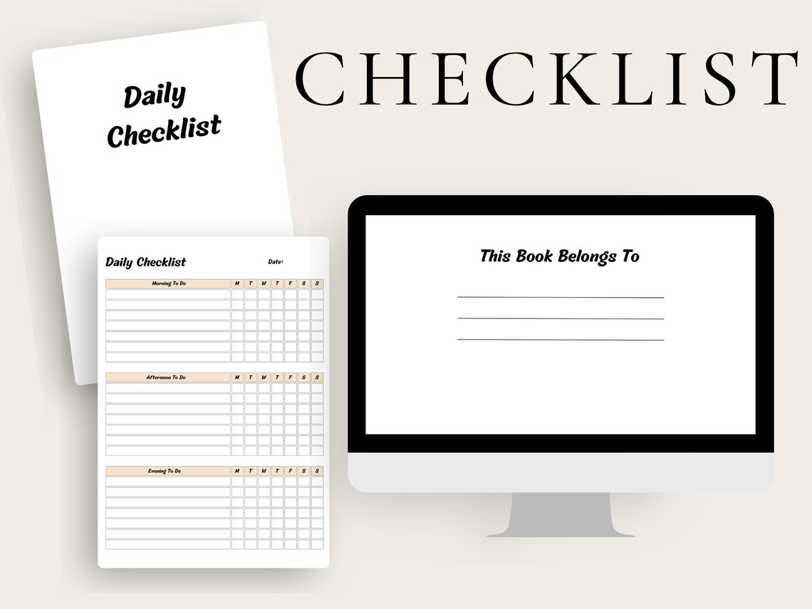 Digital Daily Checklist Planner, Minimalist to Do List Page, Daily ...