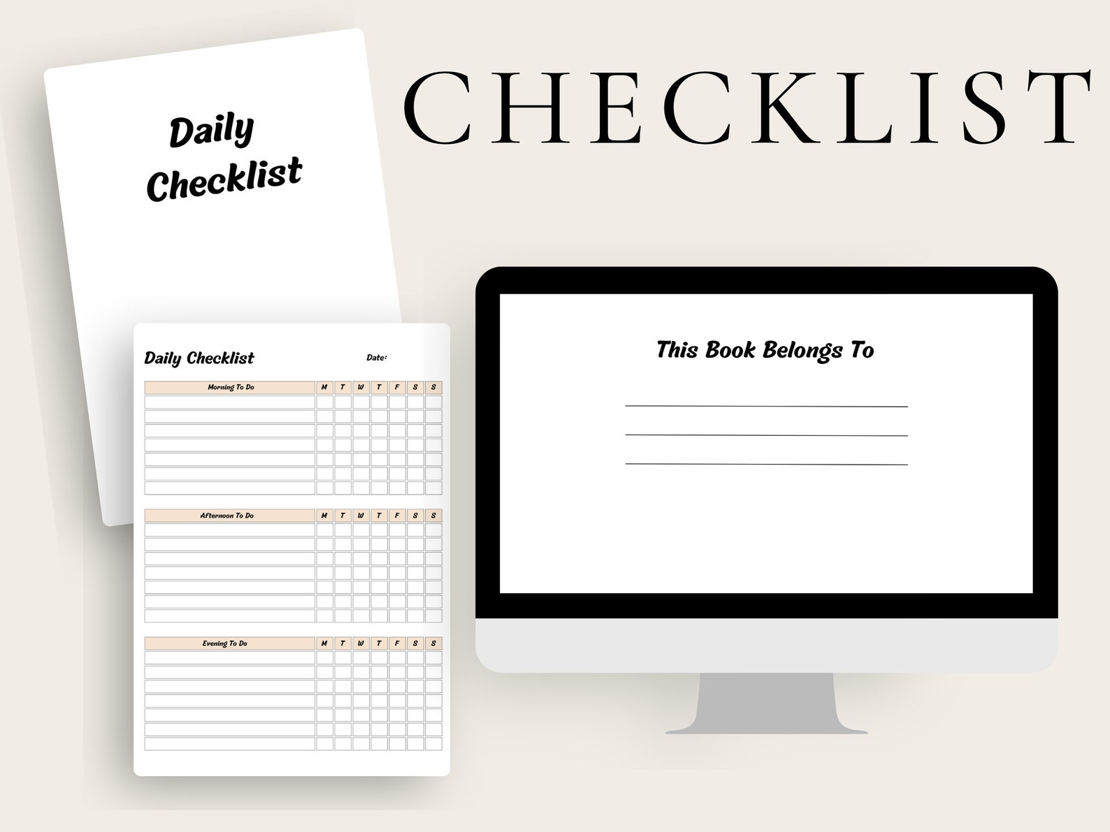 Digital Daily Checklist Planner, Minimalist to Do List Page, Daily ...