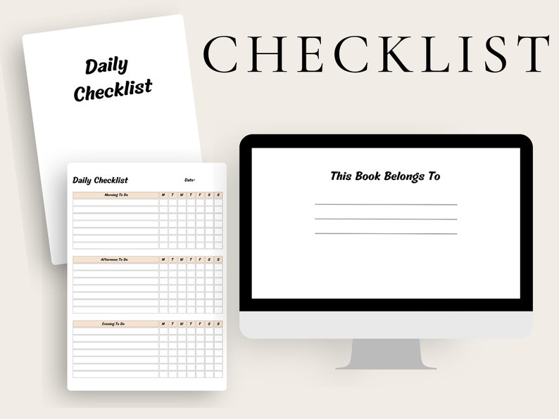 Digital Daily Checklist Planner, Minimalist to Do List Page, Daily ...
