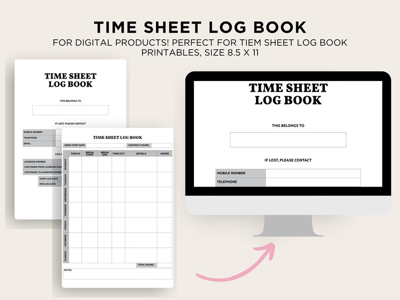 Time Sheet Log Book, Time Log, Time Blocking Template, Time Management ...
