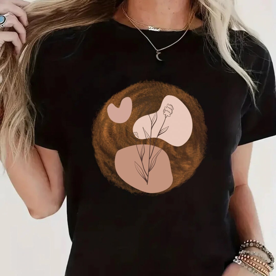 Art Flower Bouquet Print T-shirt Fashion Short Sleeve O-neck T-shirt ...