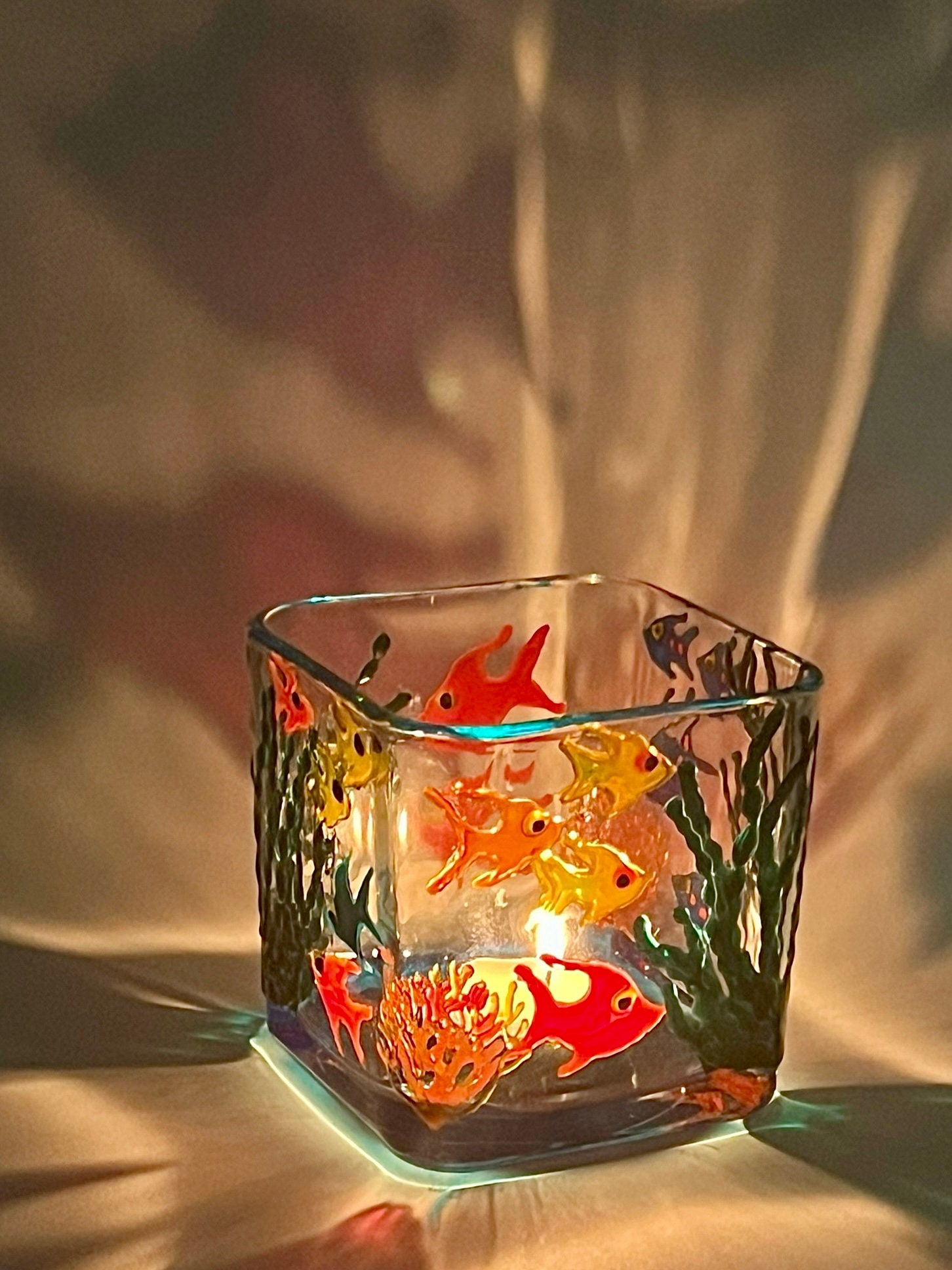 Fish Design Candle Holder Hand Painted - Etsy