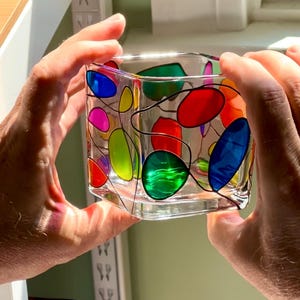 Multi-color Candle Holder. Hand Painted in a Modern Design. Colorful ...