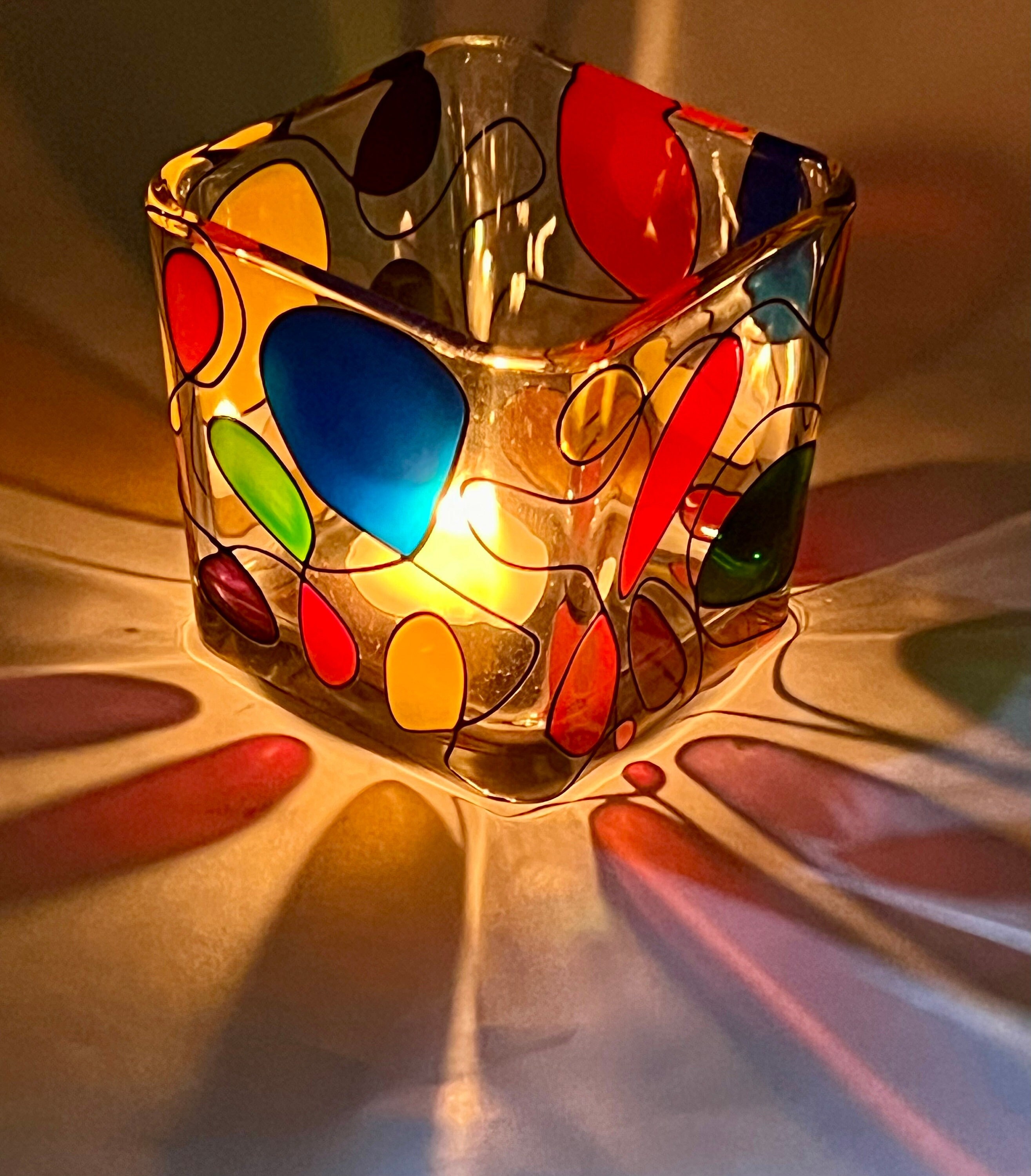 Multi-color Candle Holder Hand Painted in Celebration Design - Etsy