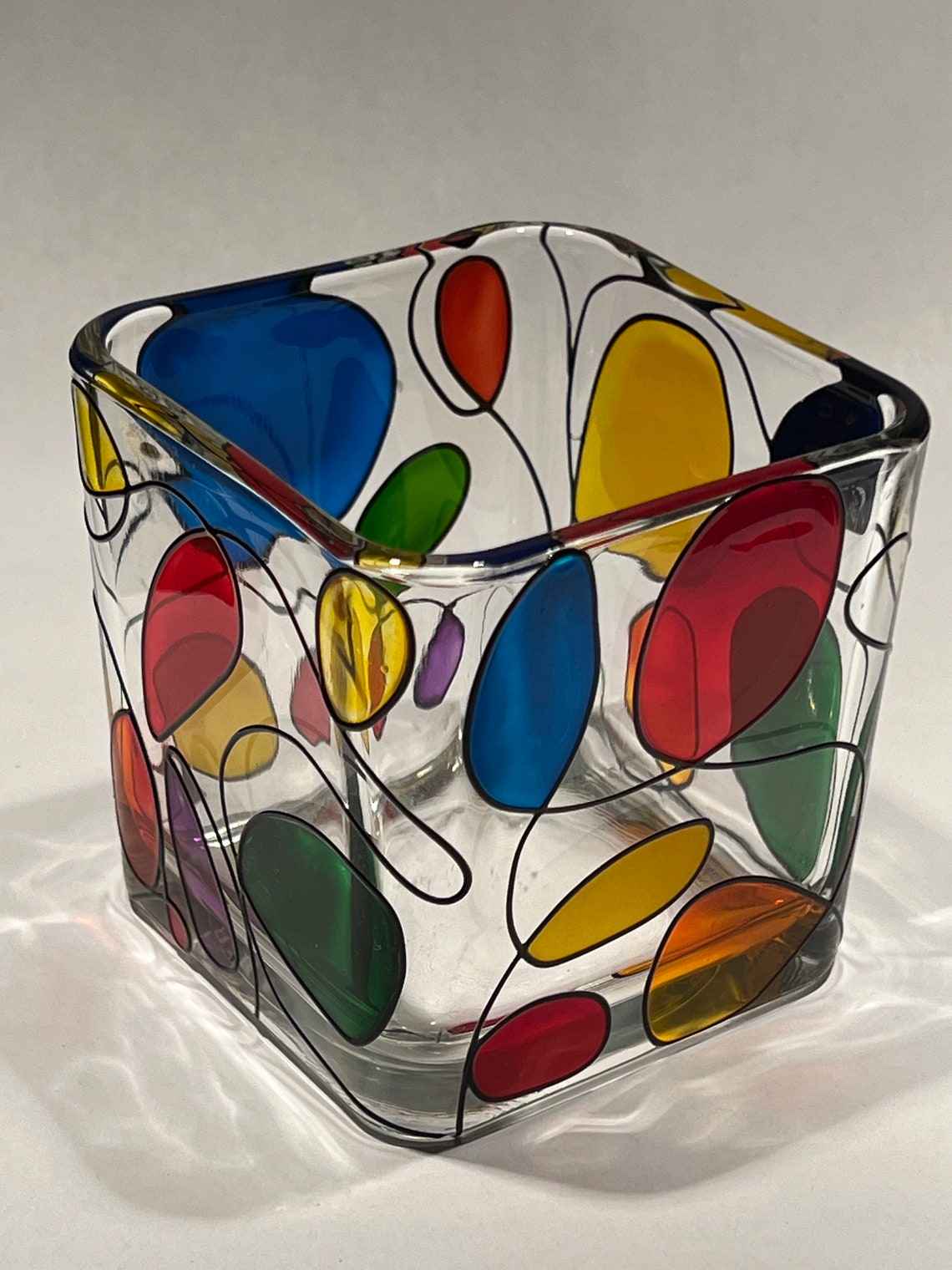 Multi-color Candle Holder Hand Painted in Celebration Design - Etsy