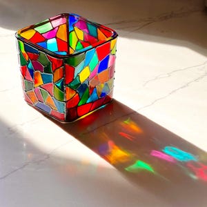 Mosaic Multi-color Candle Holder. Hand Painted Glass With the Look of ...