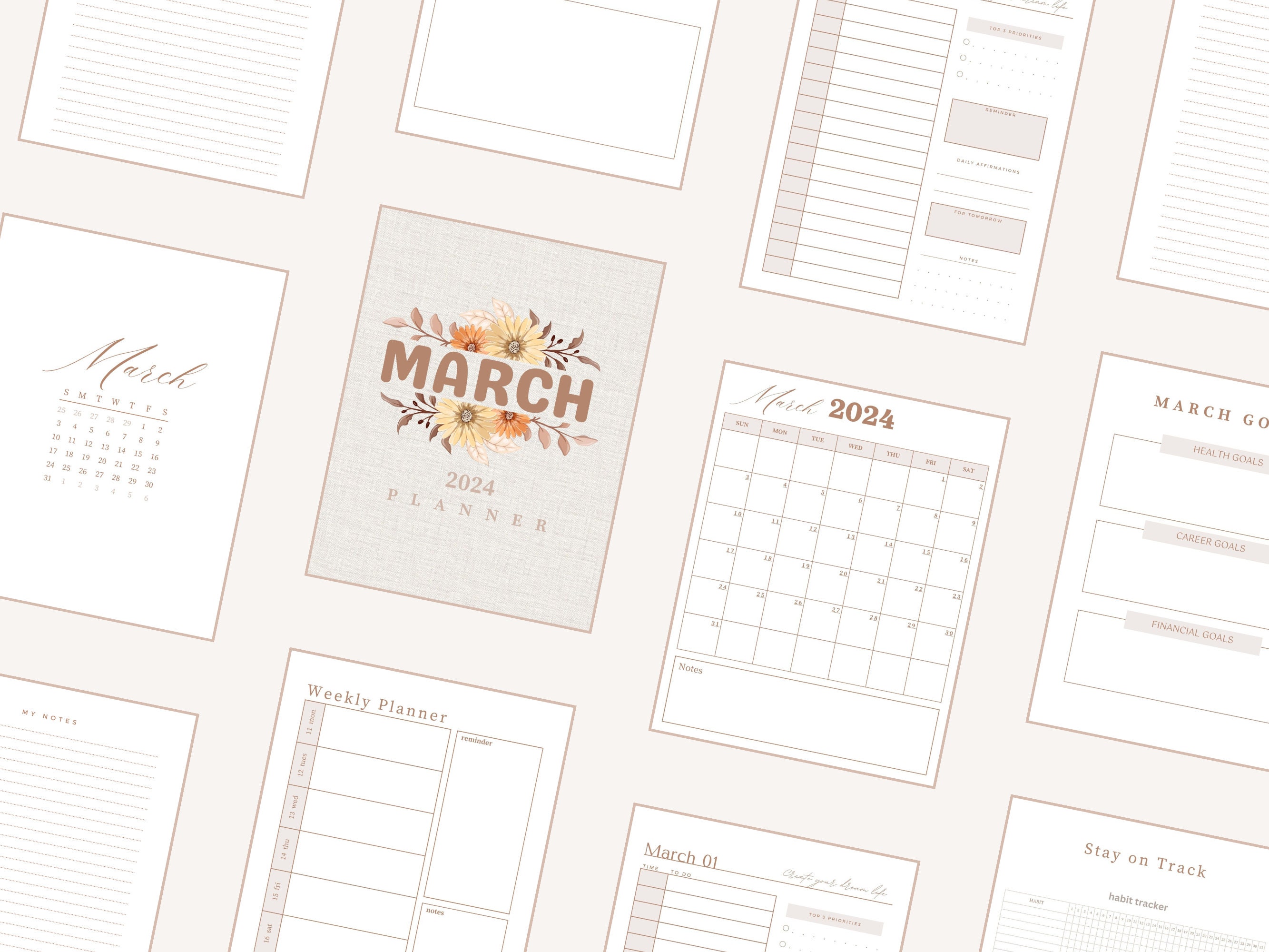 March 2024 Goodnotes Planner to Do List Daily and Weekly Planner Habit ...