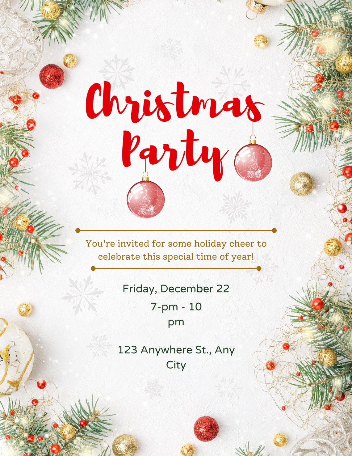 Custom Christmas Party Invitation Festive Digital Invite Design for ...