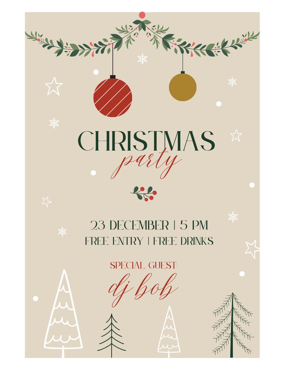 Custom Christmas Party Invitation - Festive Digital Invite Design for ...