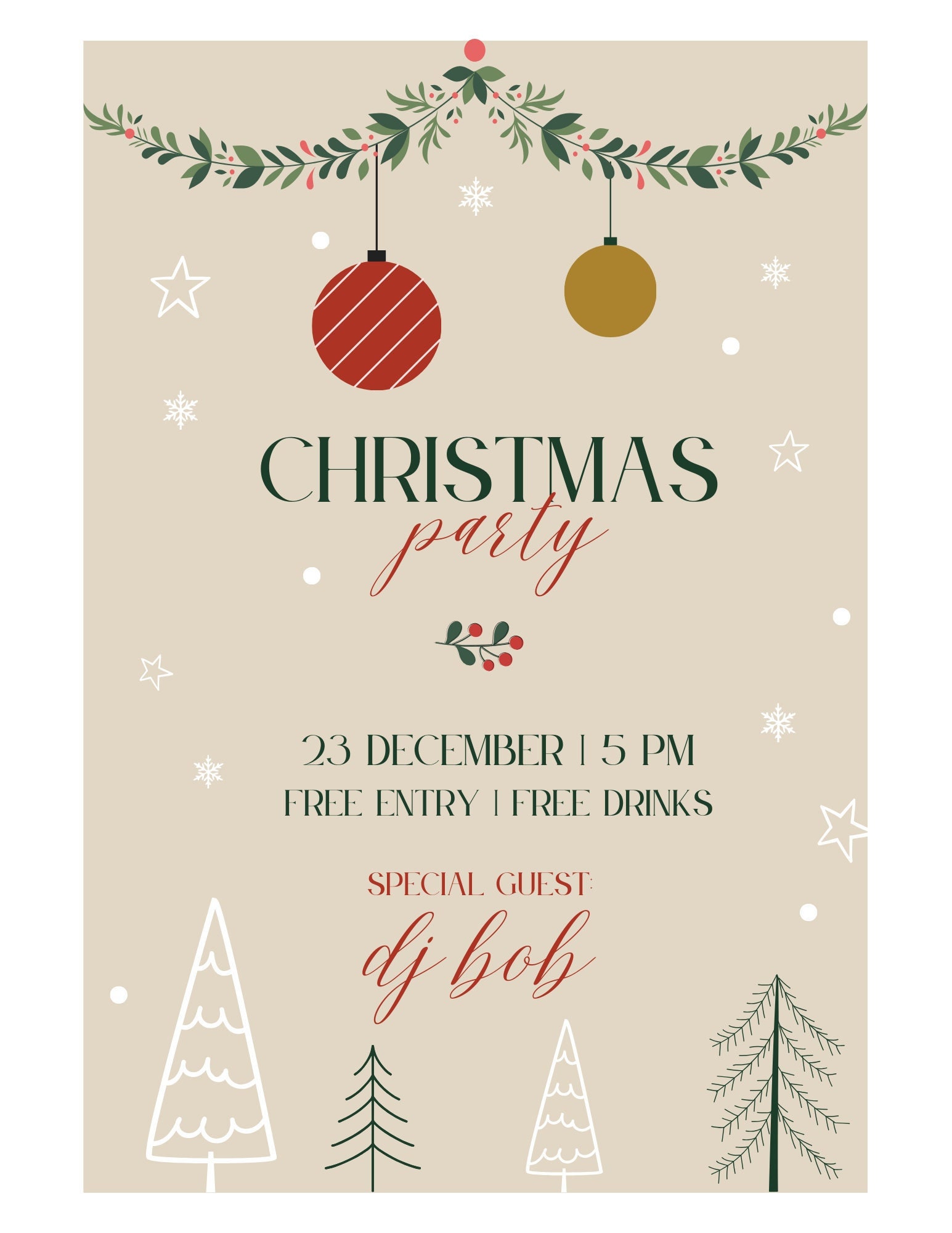 Custom Christmas Party Invitation - Festive Digital Invite Design for ...