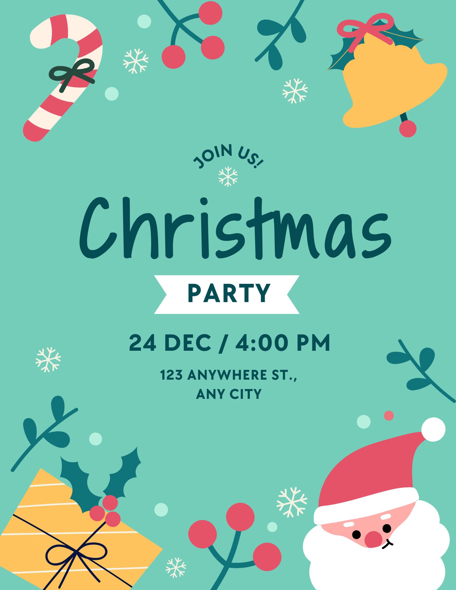Custom Christmas Party Invitation - Festive Digital Invite Design for ...