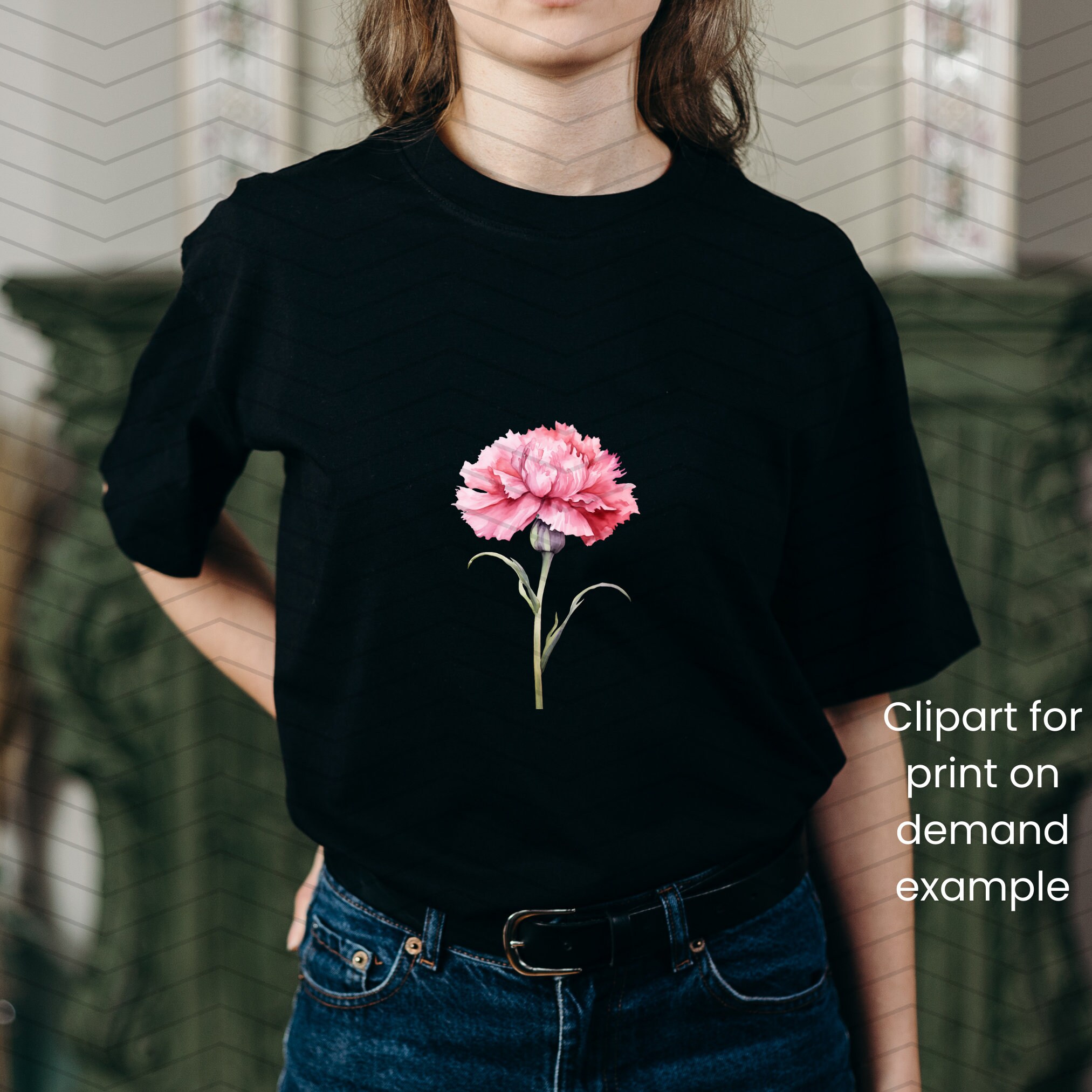 Pink Carnation Clipart Flower Bundle PNG, Digital Download, Commercial ...