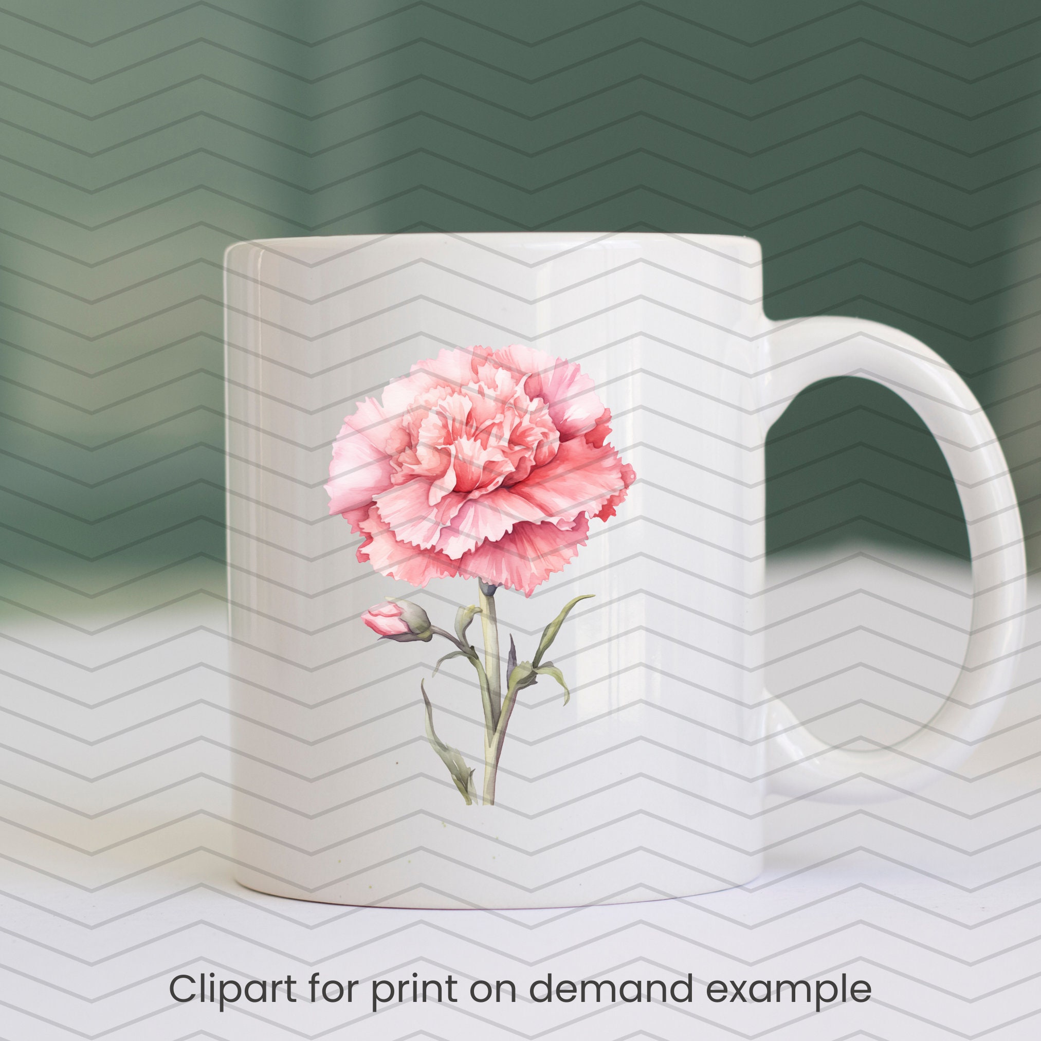 Pink Carnation Clipart Flower Bundle PNG, Digital Download, Commercial ...