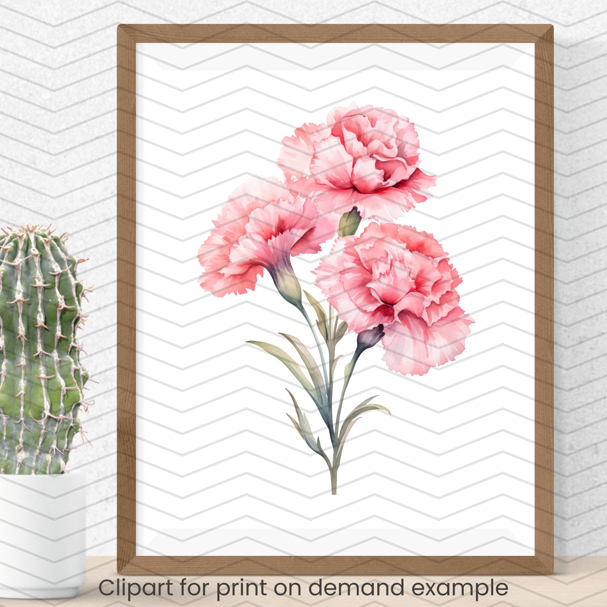 Pink Carnation Clipart Flower Bundle PNG, Digital Download, Commercial ...