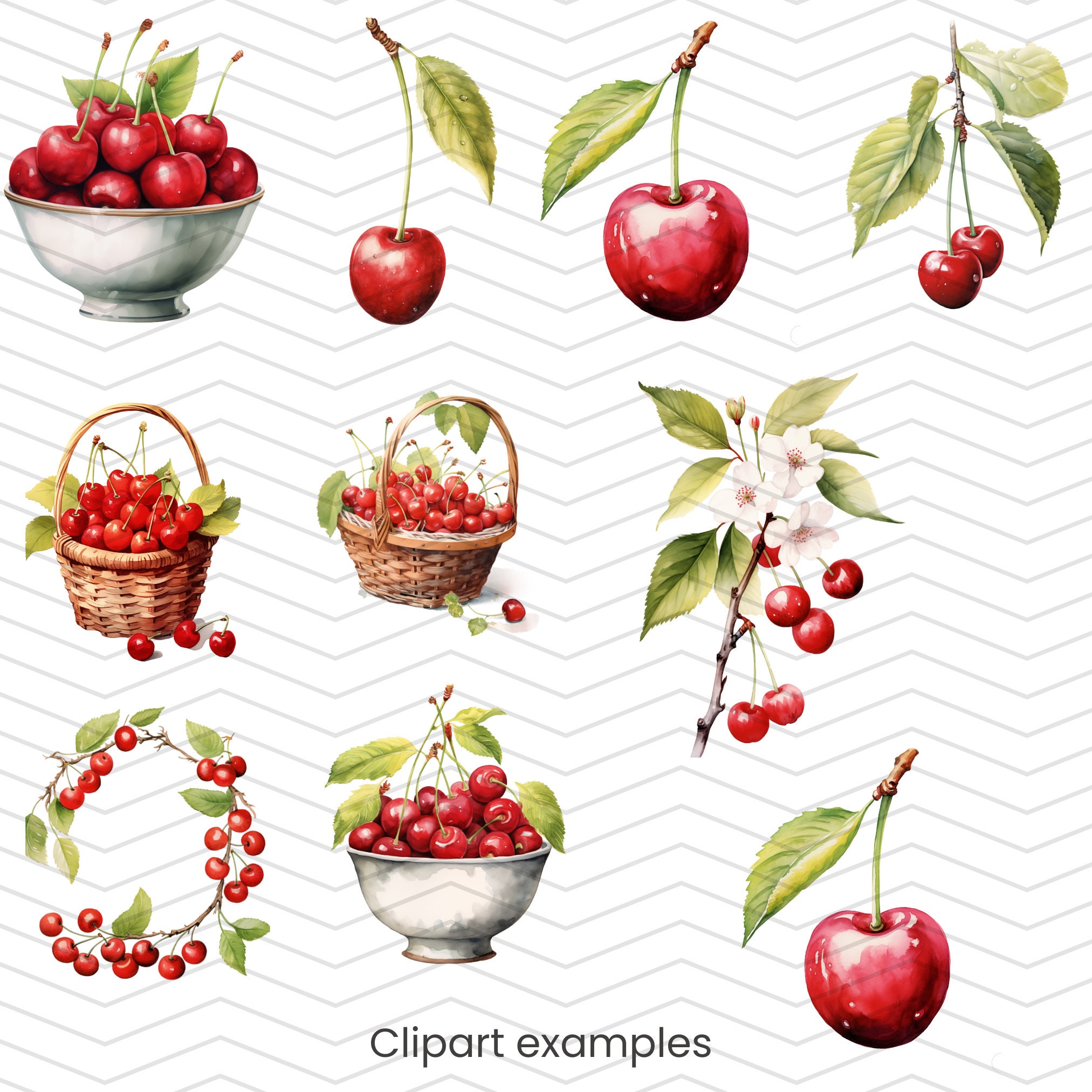Cherry Fruit Clipart Bundle PNG, Digital Download, for Commercial Use ...