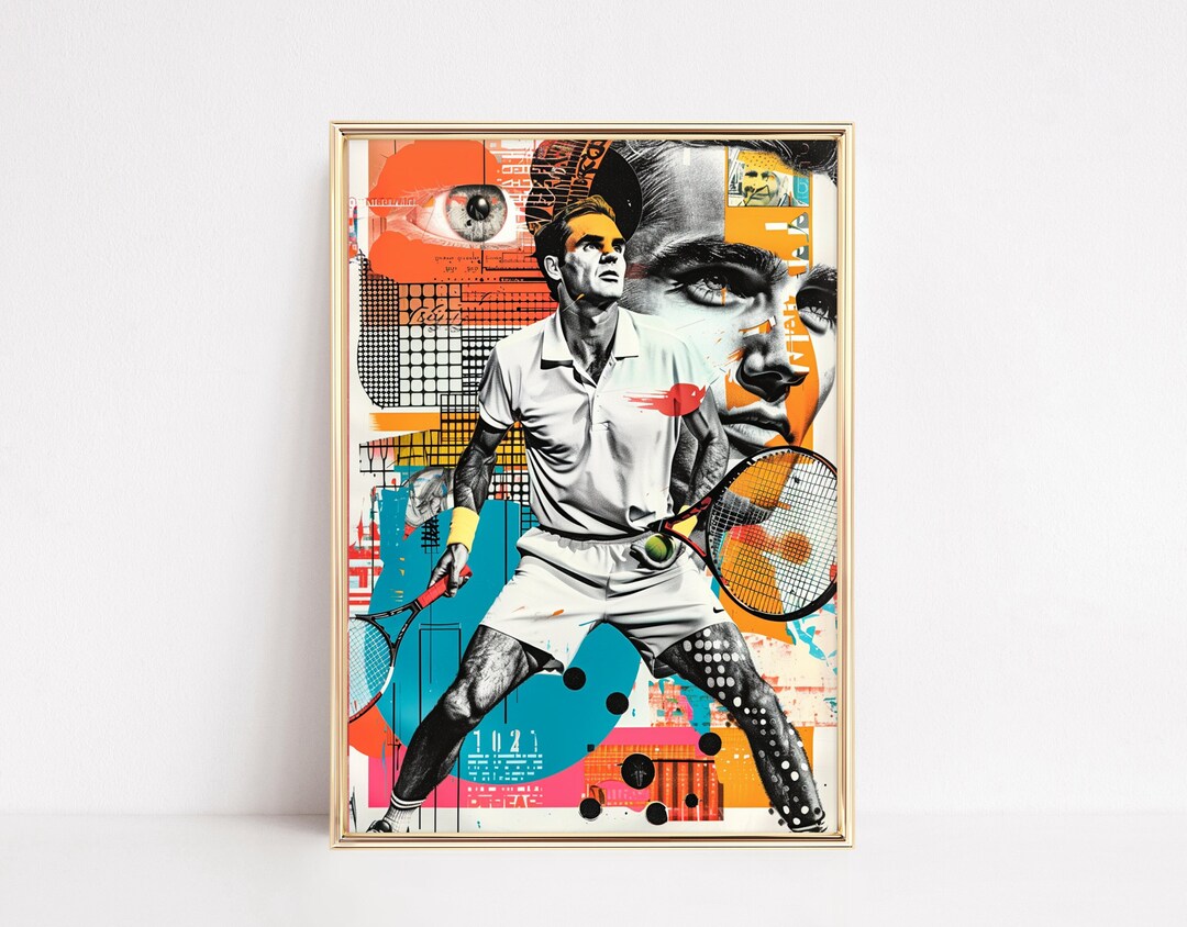 Roger Federer Poster, Man Playing Tennis, Tennis Wall Decor, Sport Wall ...