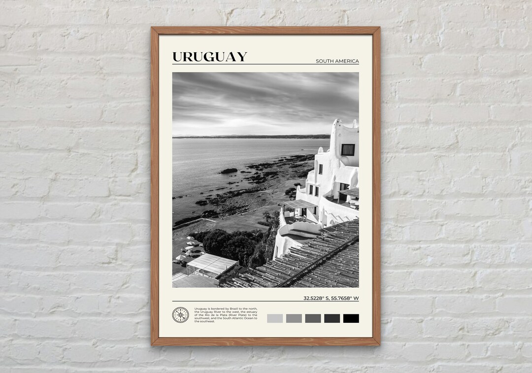 Black and White, Uruguay Print, Uruguay Wall Art, Uruguay Poster ...
