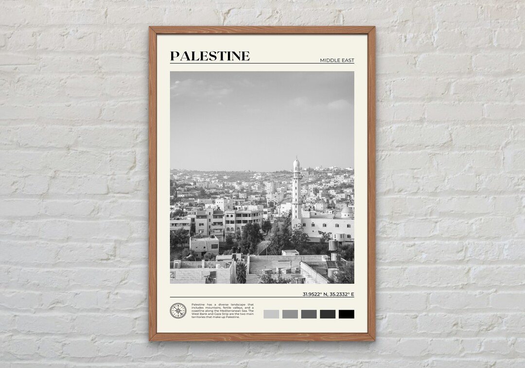 Black and White, Palestine Print, Palestine Wall Art, Palestine Poster ...