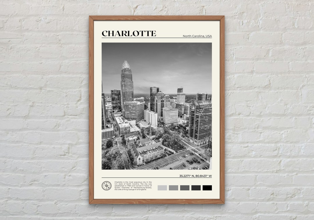 Black and White, Charlotte Print, Charlotte Wall Art, Charlotte Poster ...