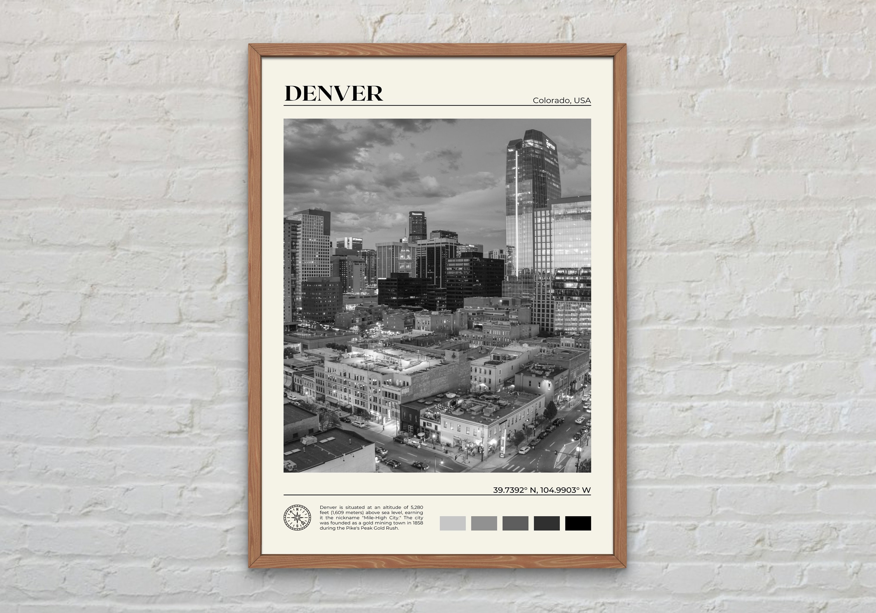 Black and White, Denver Print, Denver Wall Art, Denver Poster, Denver ...