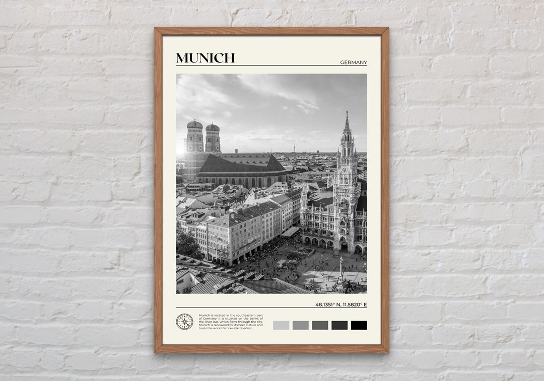 Black and White, Munich Print, Munich Wall Art, Munich Poster, Munich ...