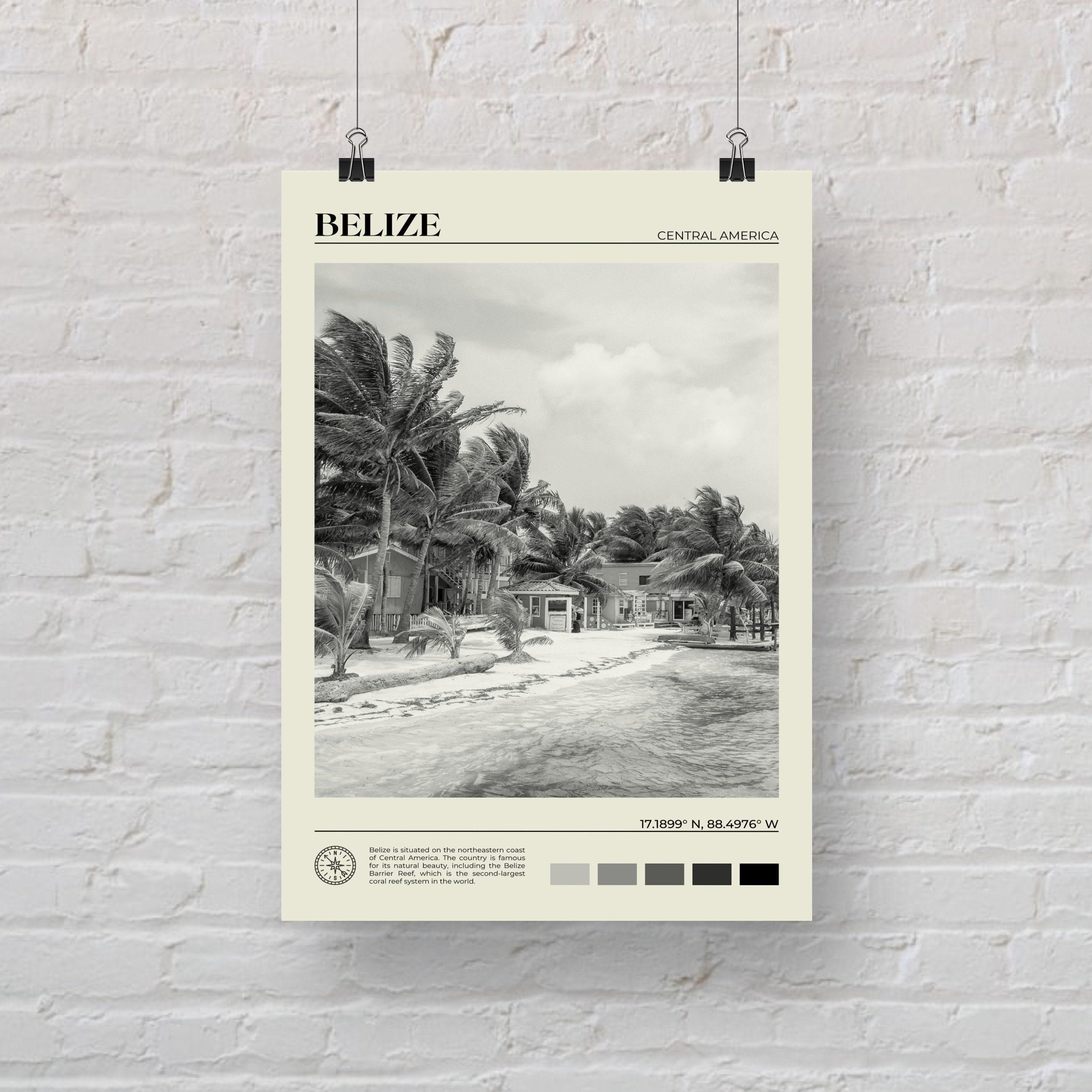 Black and White, Belize Print, Belize Wall Art, Belize Poster, Belize ...