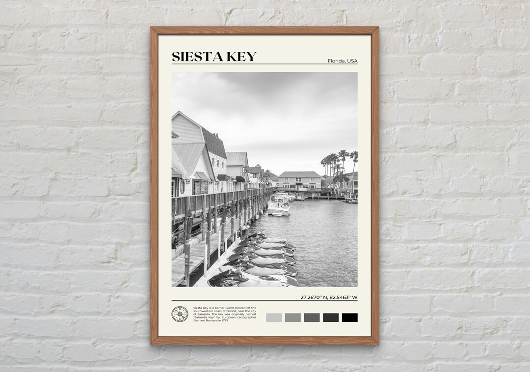 Black and White, Siesta Key Print, Siesta Key Wall Art, Siesta Key ...