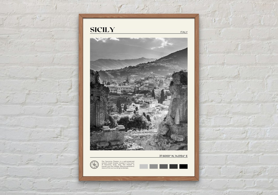 Black and White, Sicily Print, Sicily Wall Art, Sicily Poster, Sicily ...