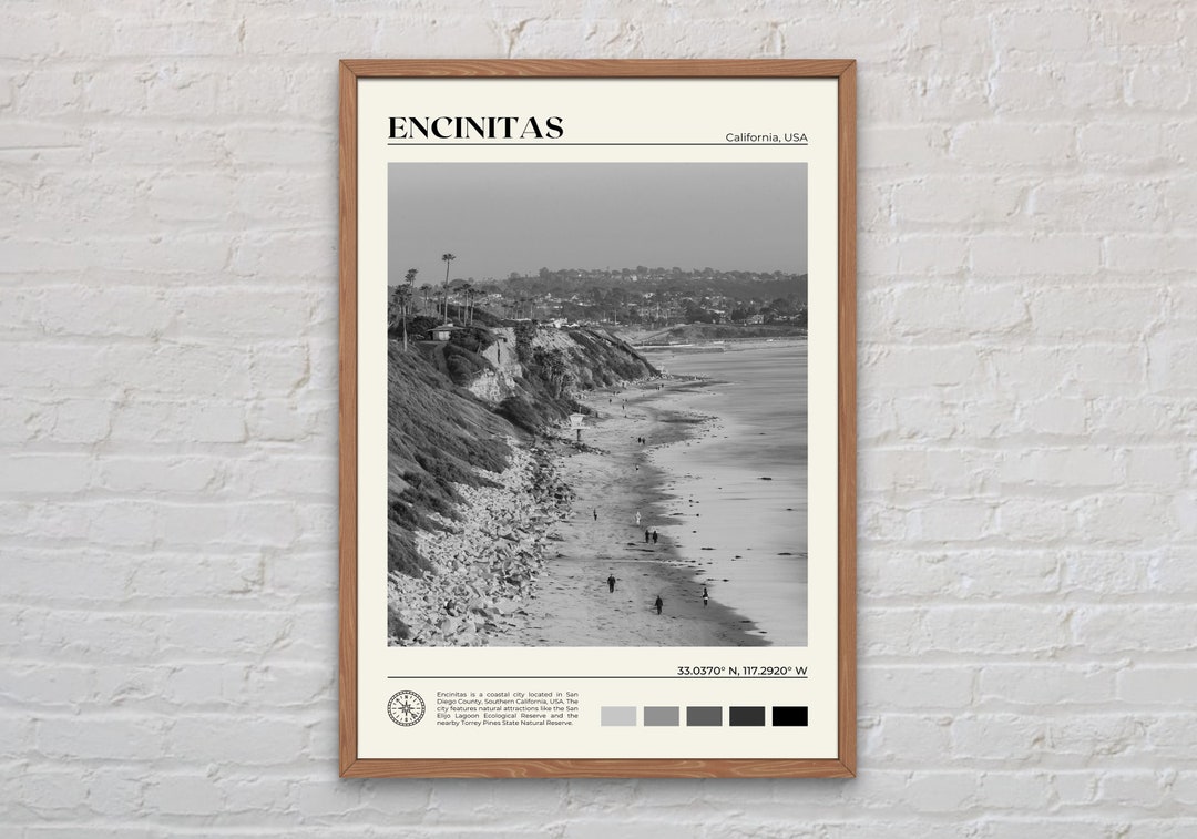 Black and White, Encinitas Print, Encinitas Wall Art, Encinitas Poster ...