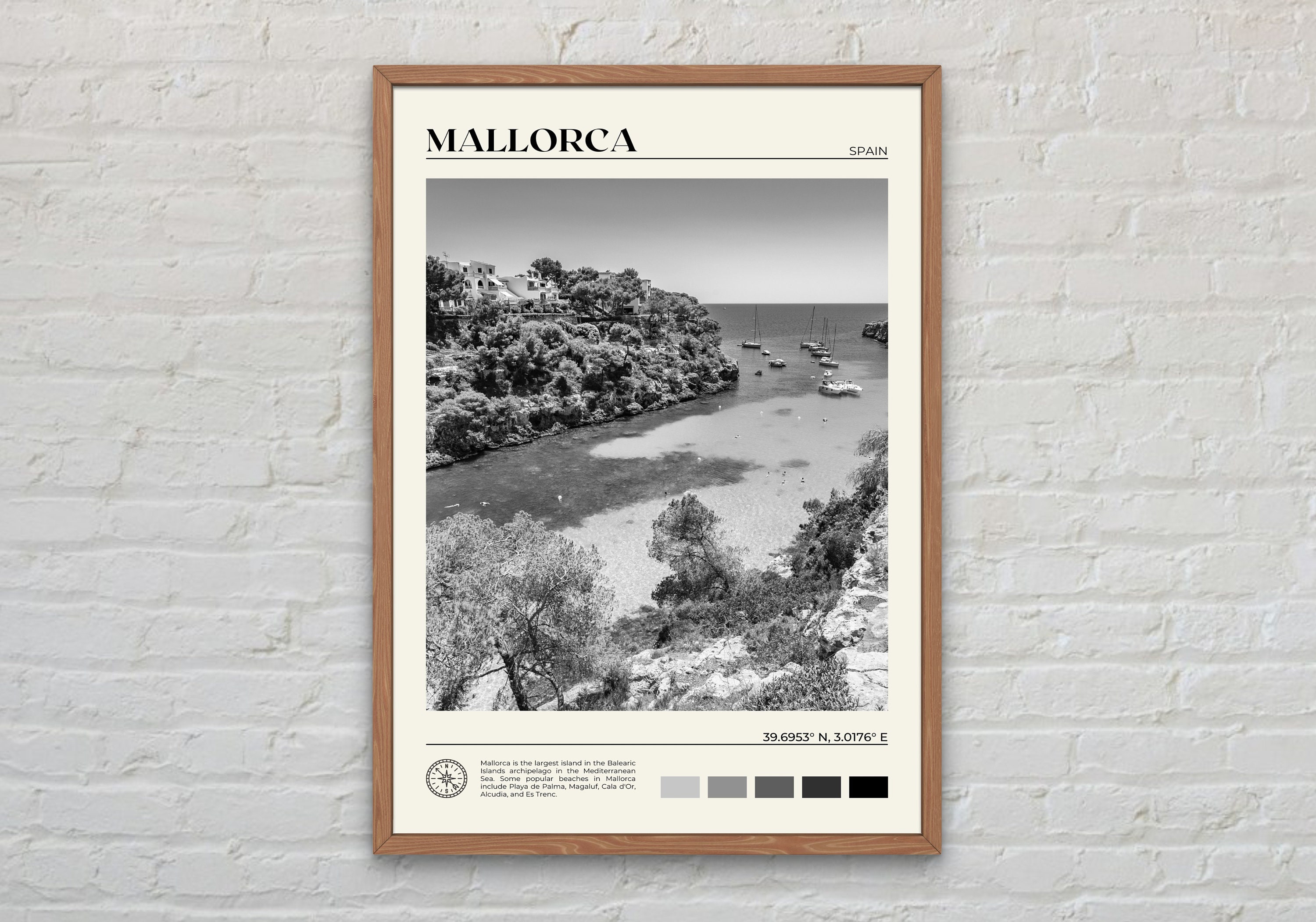 Black and White, Mallorca Print, Mallorca Wall Art, Mallorca Poster ...