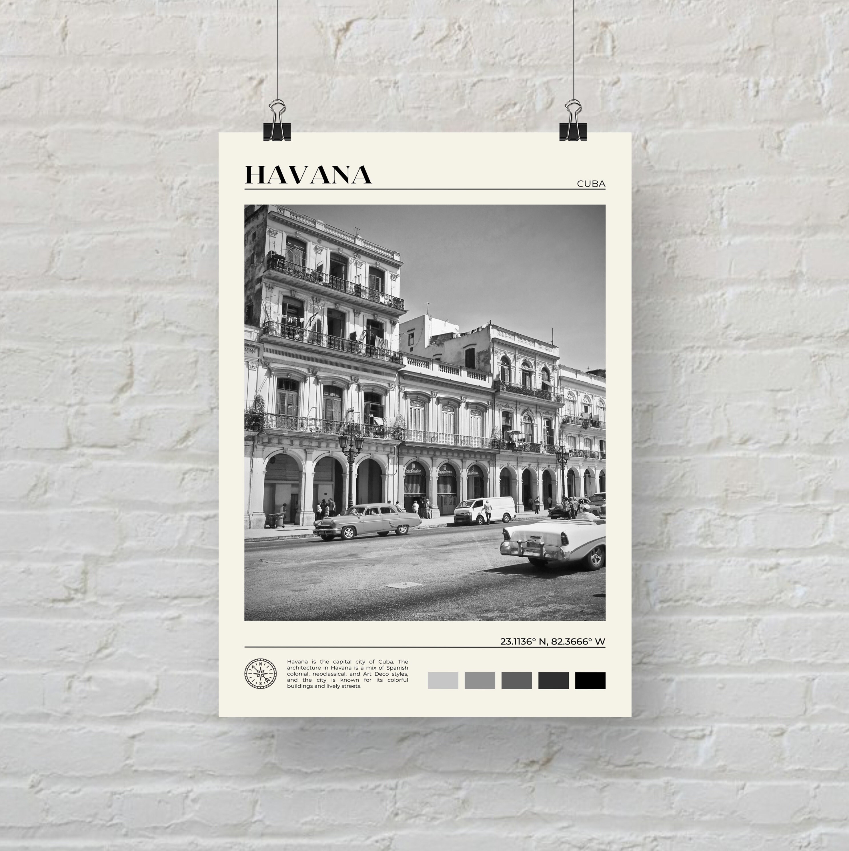 Black and White, Havana Print, Havana Wall Art, Havana Poster, Havana ...