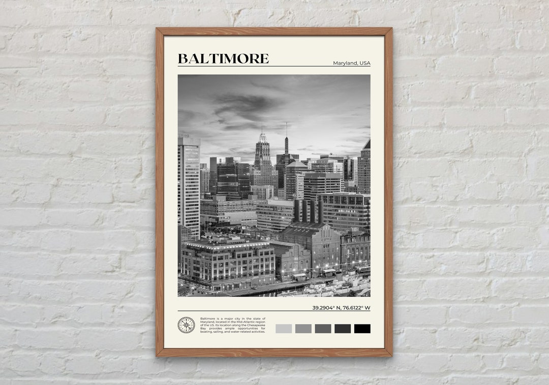 Black and White, Baltimore Print, Baltimore Wall Art, Baltimore Poster ...