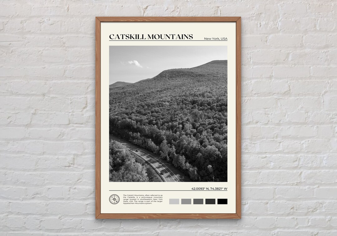 Black and White, Catskill Mountains Print, Catskill Mountains Wall Art ...