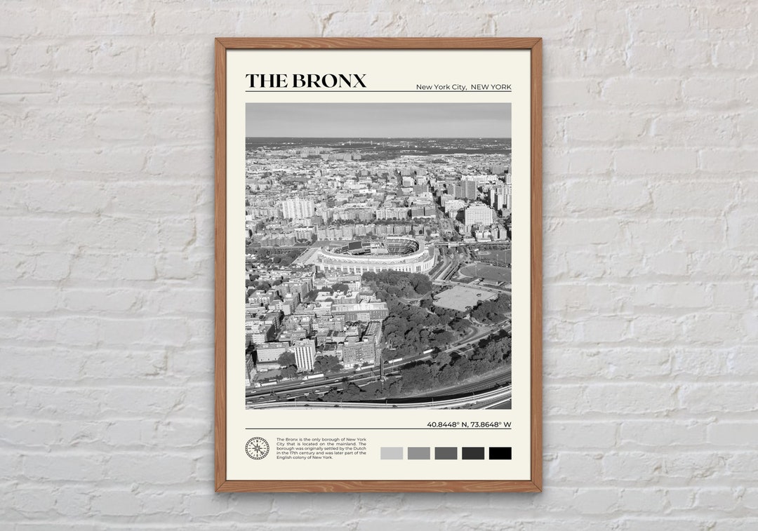 Black and White, the Bronx Print, the Bronx Wall Art, the Bronx Poster ...