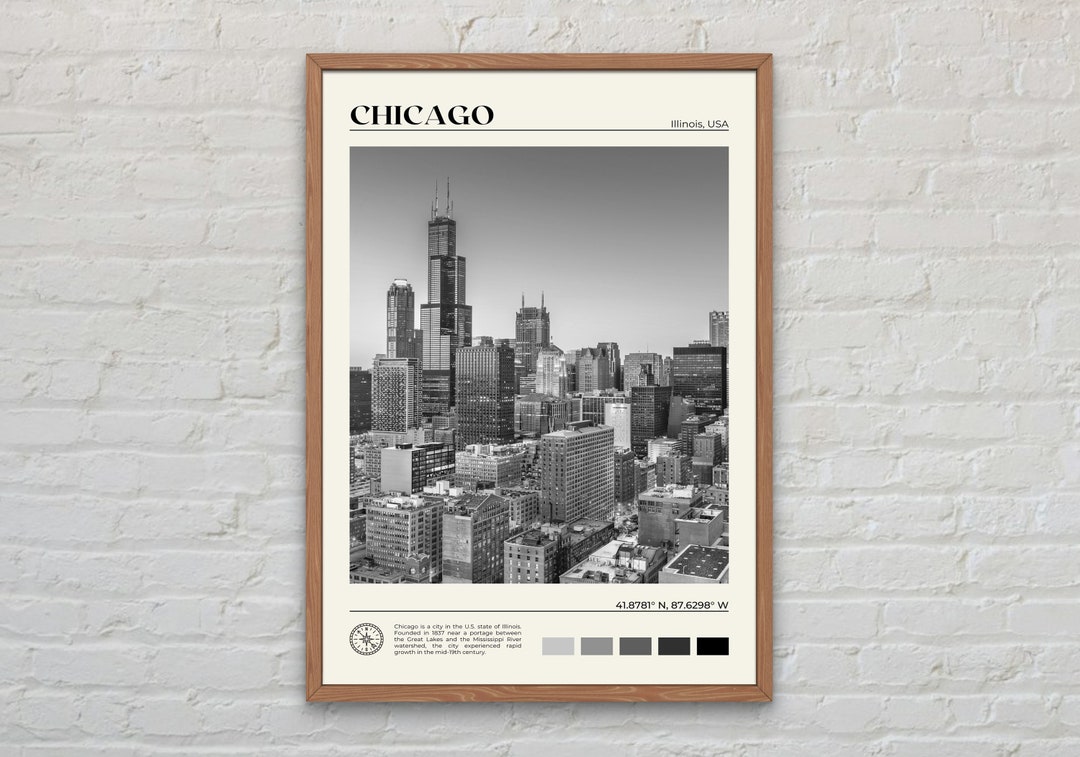 Black and White, Chicago Print, Chicago Wall Art, Chicago Poster ...