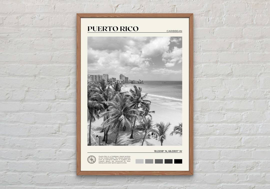 Black and White, Puerto Rico Print, Puerto Rico Art, Puerto Rico Poster ...