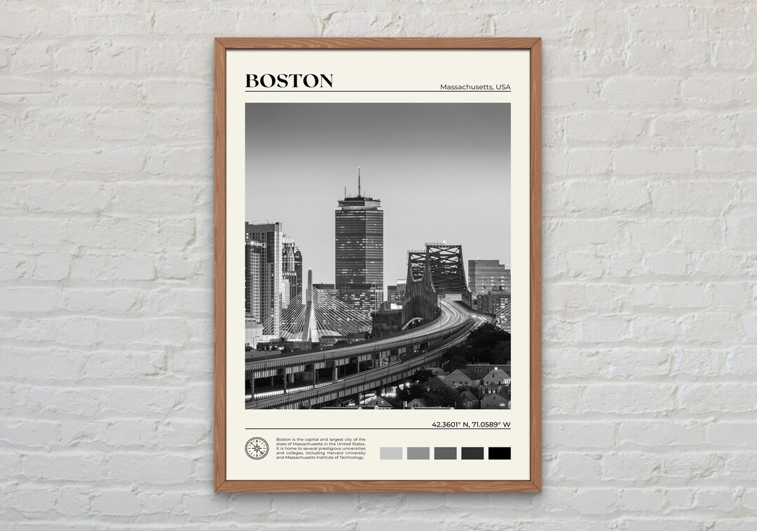Black and White, Boston Print, Boston Wall Art, Boston Poster, Boston ...