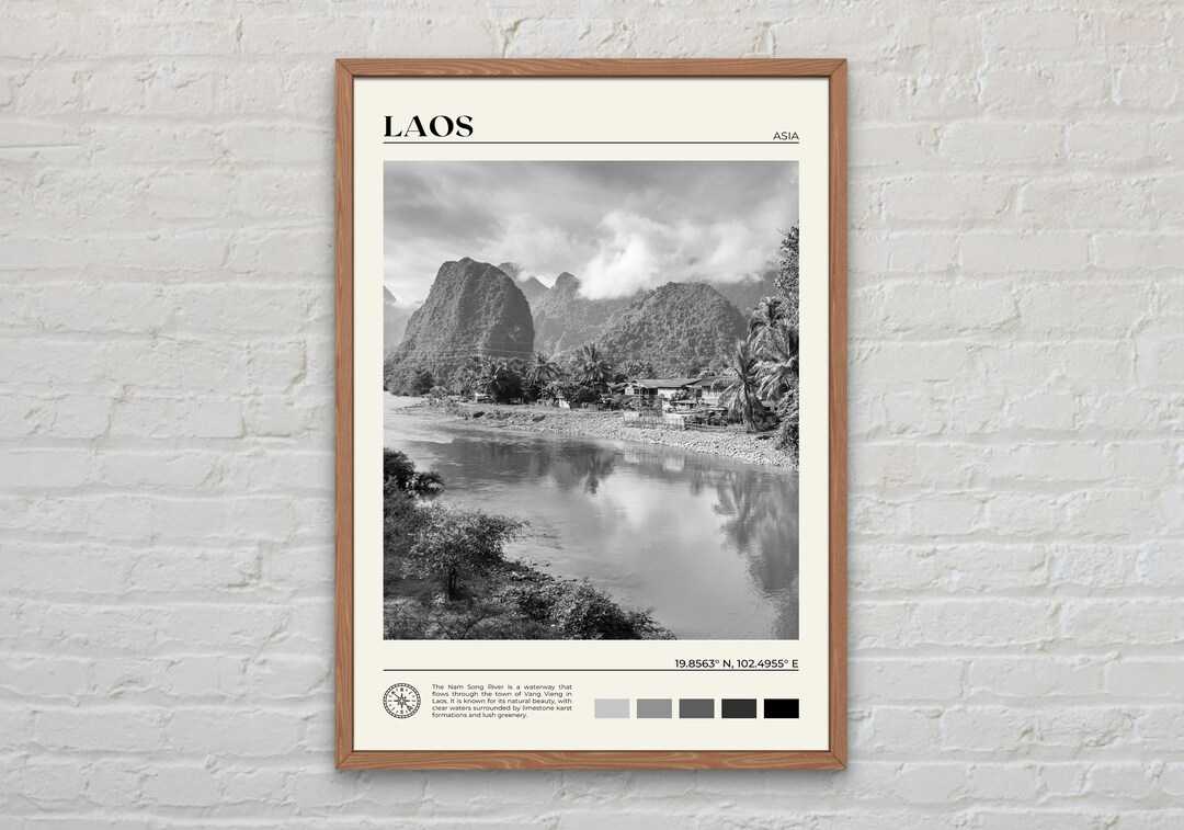 Black and White, Laos Print, Laos Wall Art, Laos Poster, Laos Photo ...