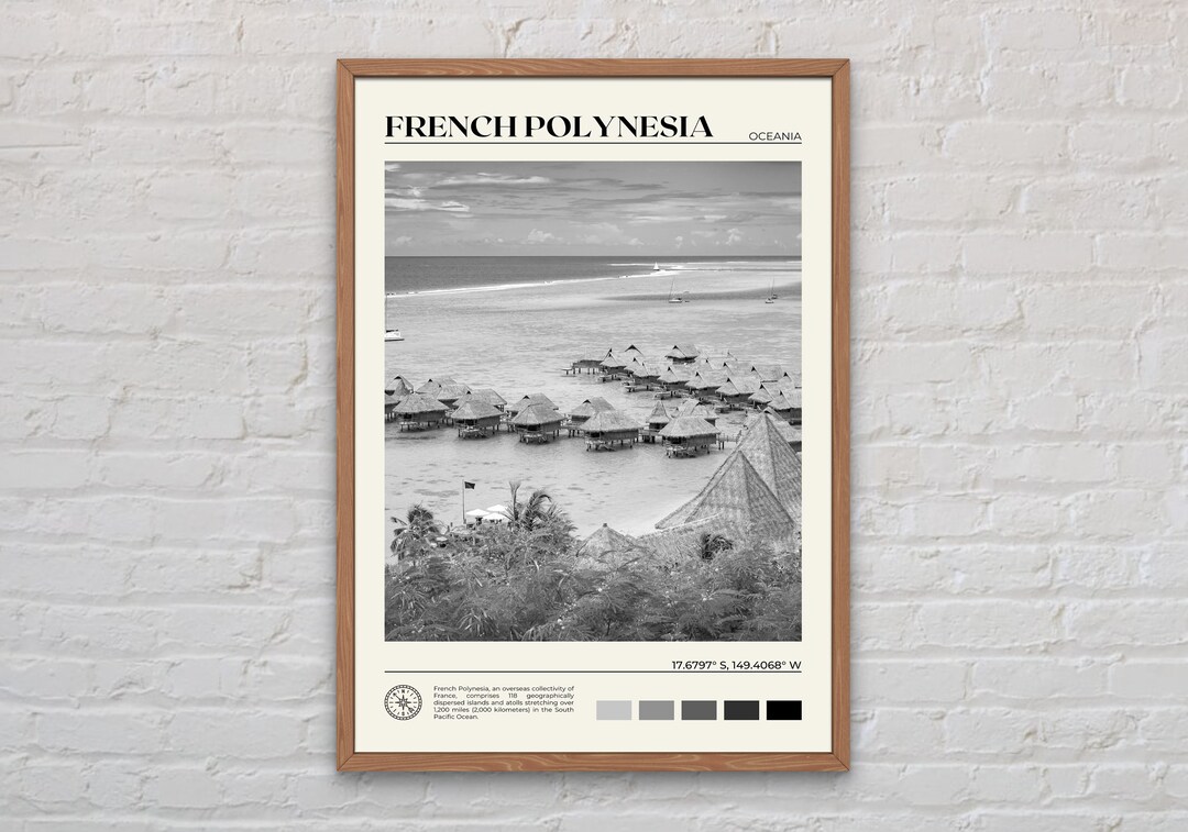 Black and White, French Polynesia Print, French Polynesia Art, French ...