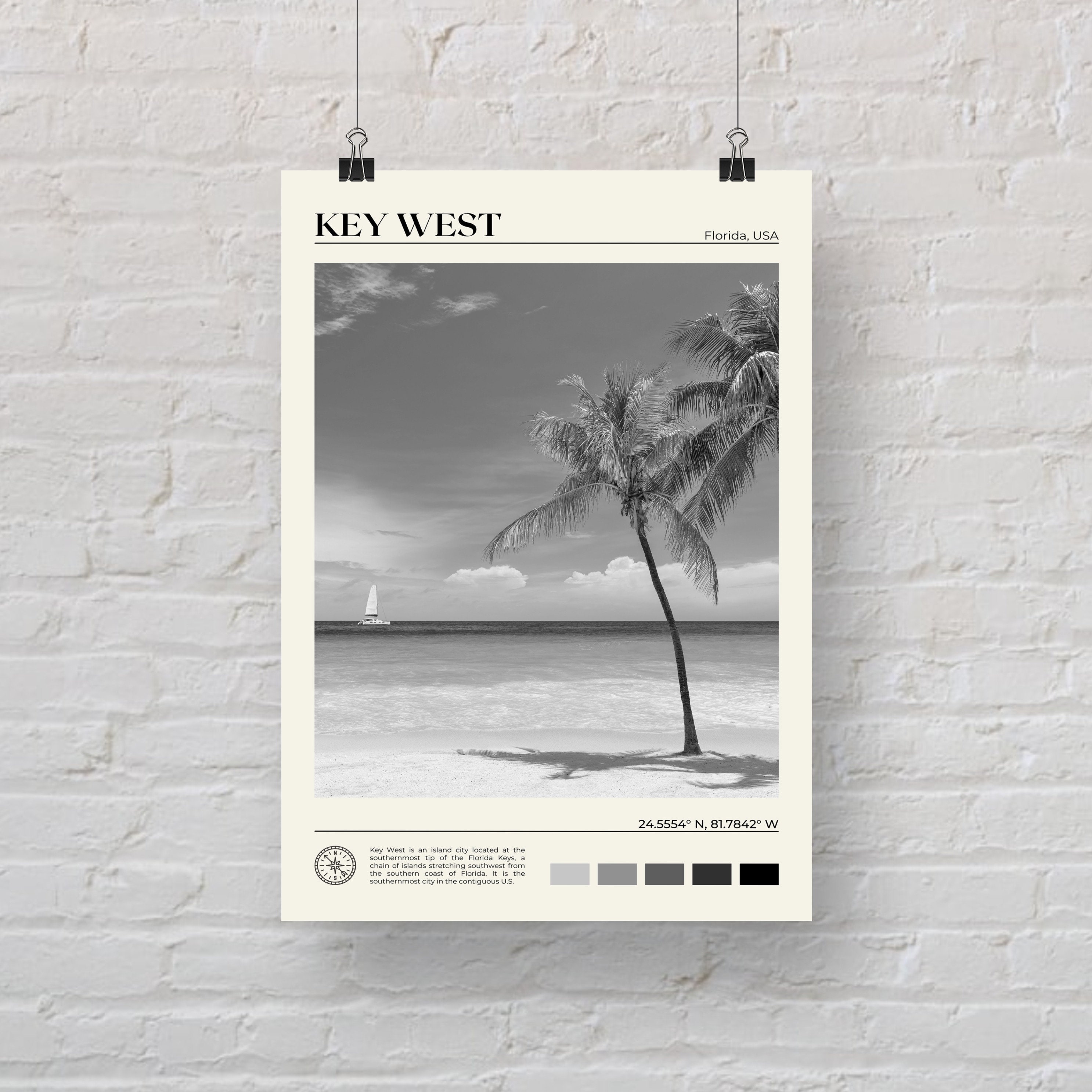 Black and White, Key West Print, Key West Wall Art, Key West Poster ...