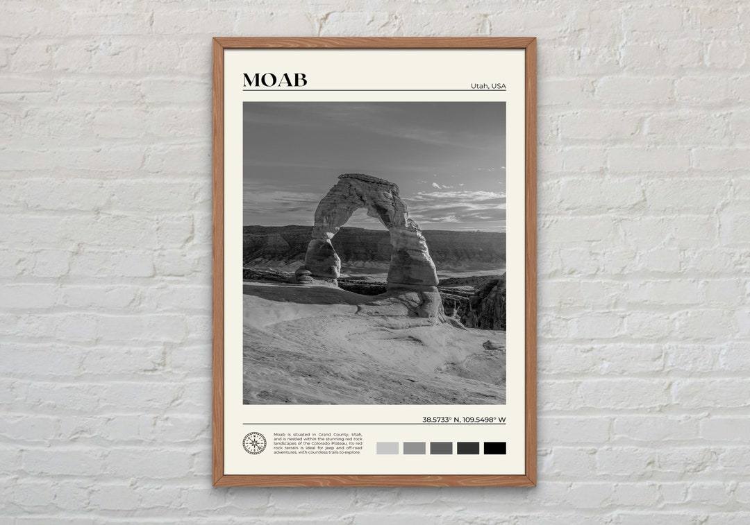 Black and White, Moab Print, Moab Wall Art, Moab Poster, Moab Photo ...