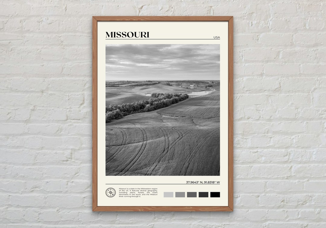 Black and White, Missouri Print, Missouri Wall Art, Missouri Poster ...