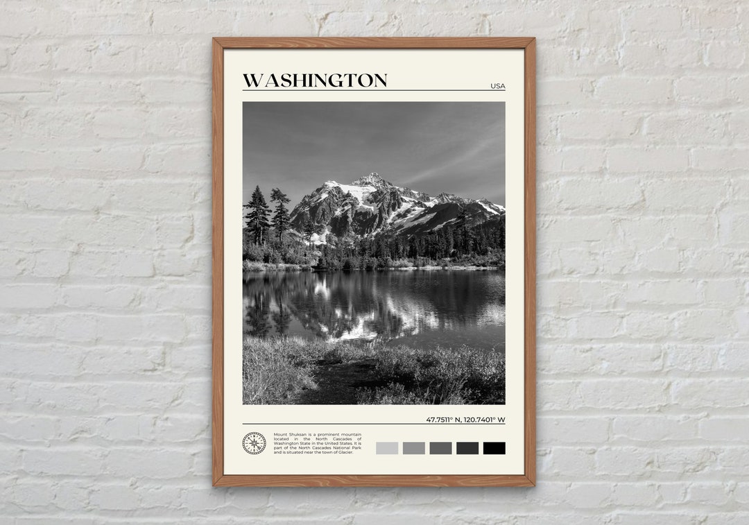 Black and White, Washington Print, Washington Wall Art, Washington ...