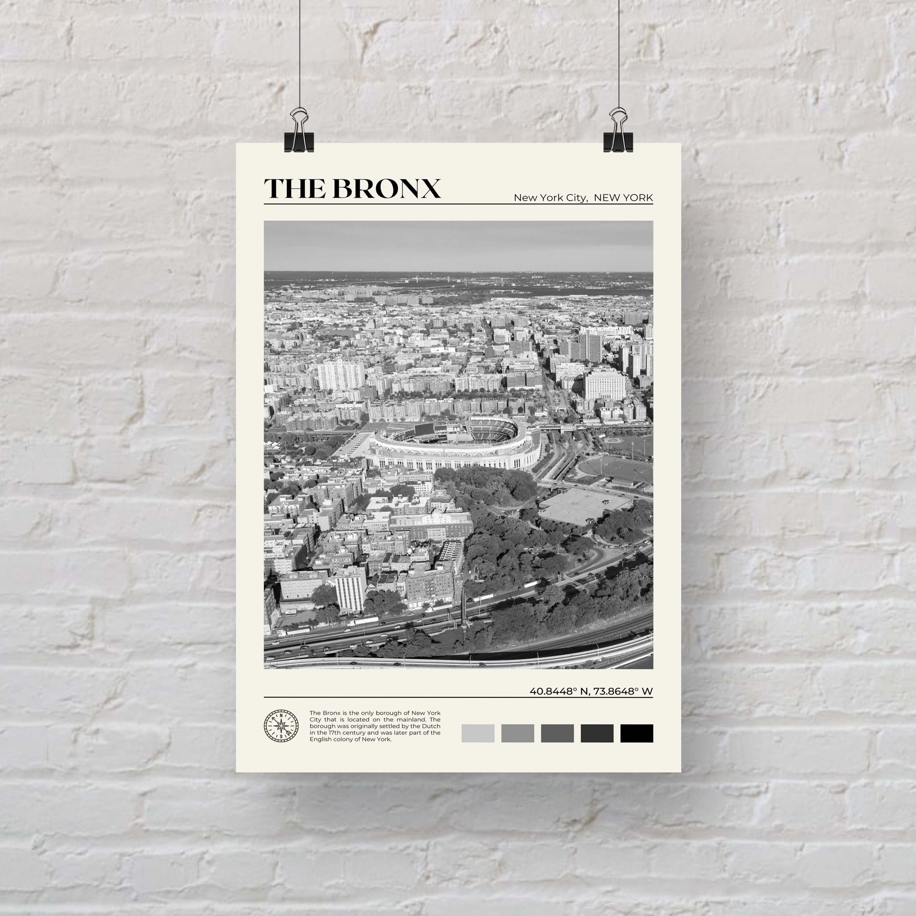 Black and White, the Bronx Print, the Bronx Wall Art, the Bronx Poster ...